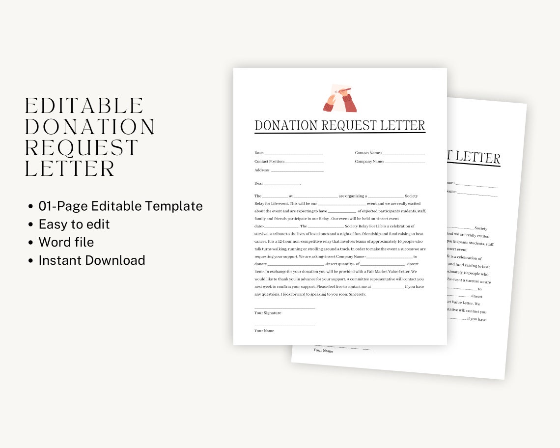 Professional Donation Request Letter Template. Google Docs/microsoft ...