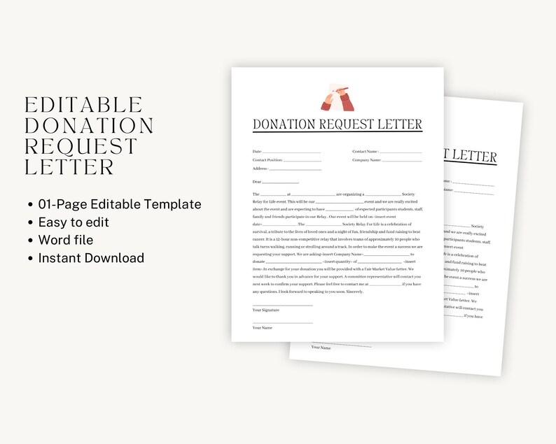 Professional Donation Request Letter Template. Google Docs/microsoft ...