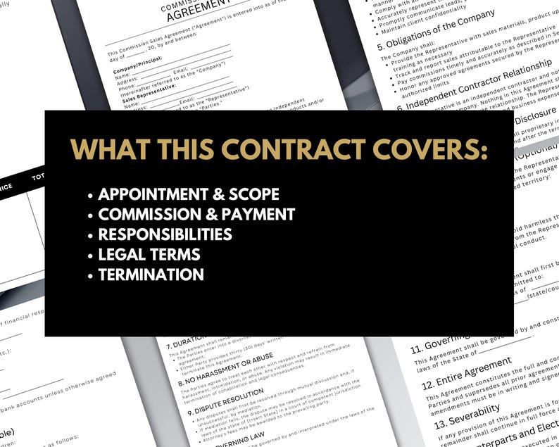 Commission Sales Contract,attorney-written, 9 Pages (canva Editable ...
