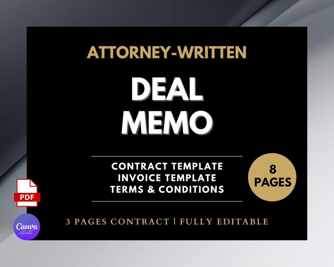 Deal Memo Contract, Attorney-written, 8 Pages (canva Editable, PDF) - Etsy