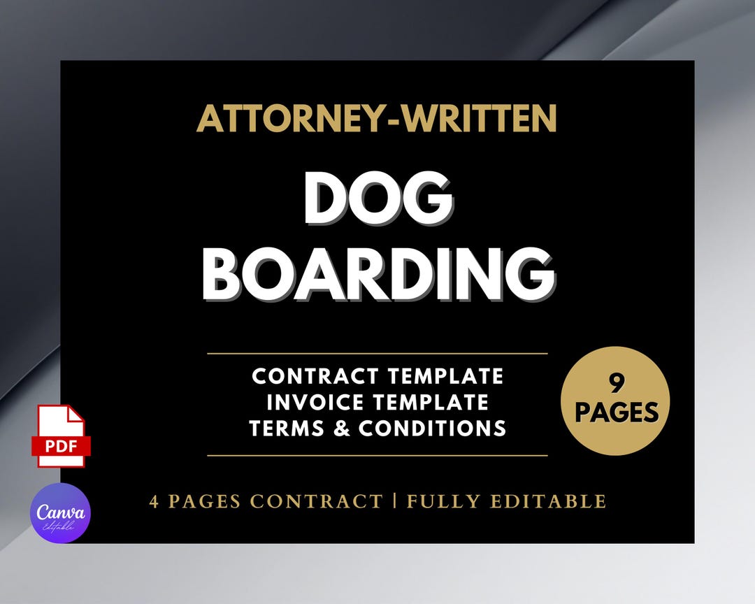 Dog Boarding Contract Template | Attorney-written + Editable | Dog Boarding Forms | Dog Boarding ...