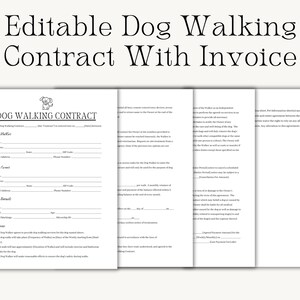 Dog Walking Service Agreement/contract Template, Editable & Printable ...
