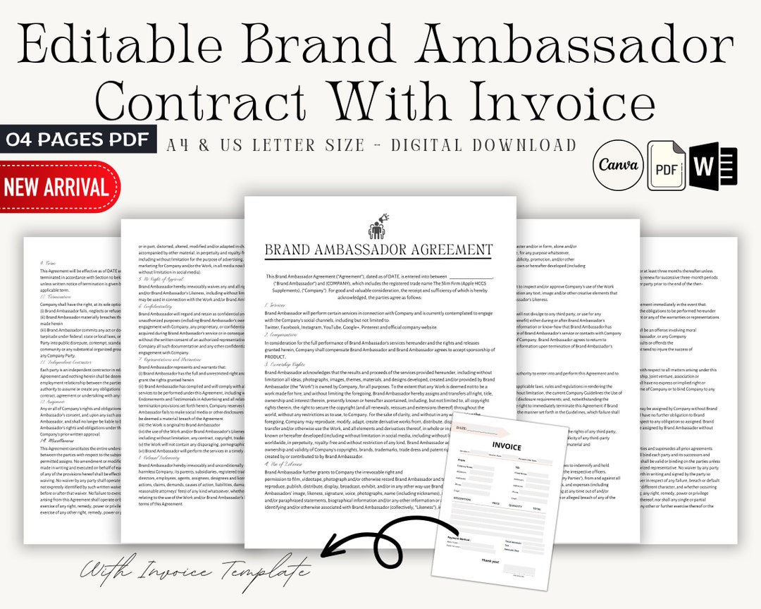 Brand Ambassador Contract, Social Media Influencer Contract, Brand ...