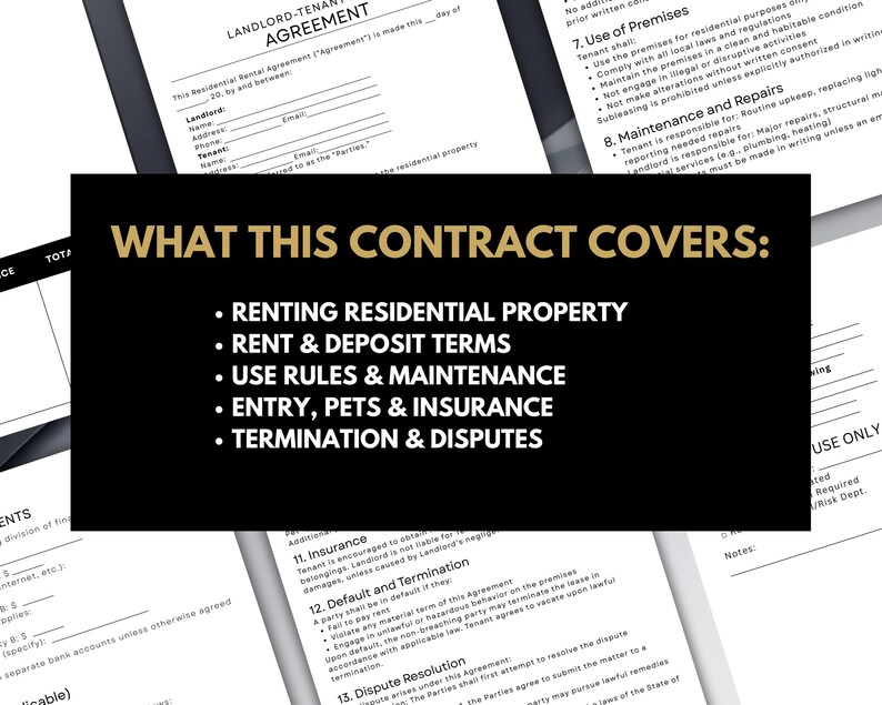 Editable Landlord Tenant Contract Template, Landlord Forms, Tenant ...