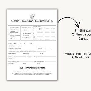Compliance Inspection Form 5 Pages Editable With Invoice Template ...