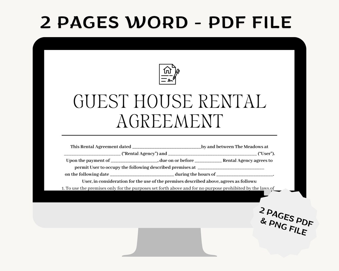 Editable Guest House Rental Agreement, Contract Agreement, Easy Lease ...