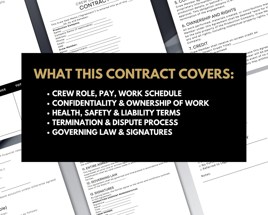 Editable Crew Deal Memo Contract Agreement Template, Attorney-written ...