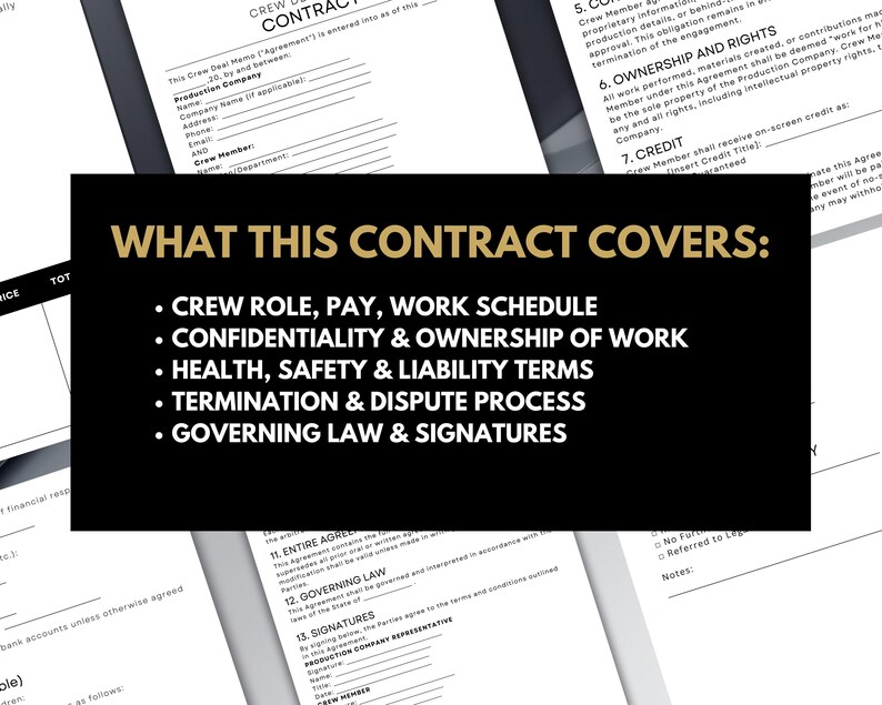 Editable Crew Deal Memo Contract Agreement Template, Attorney-written ...