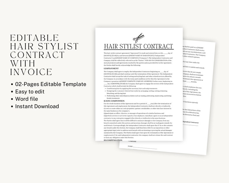 Bridal Hair Stylist Contract Template, Editable CANVA Bridal ...