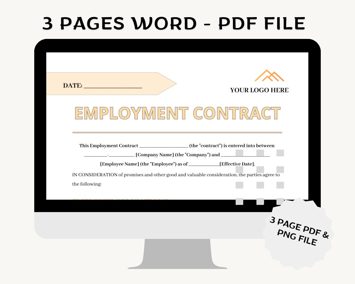 Editable Employment Contract Agreement Template, Employment Job Service ...
