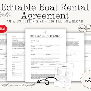 Editable Boat Rental Agreement Template, Contract Template, Rental ...
