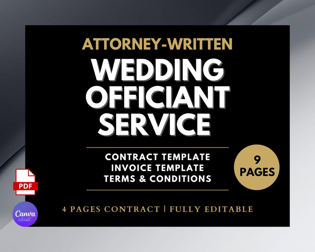 Editable Wedding Officiant Contract Template, Wedding Officiant ...