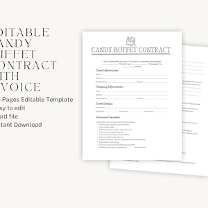 Editable Candy Buffet Contract Template, Dessert Table Service ...