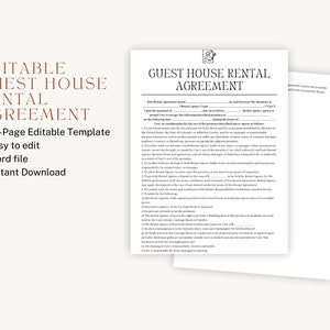 Editable Guest House Rental Agreement, Contract Agreement, Easy Lease ...