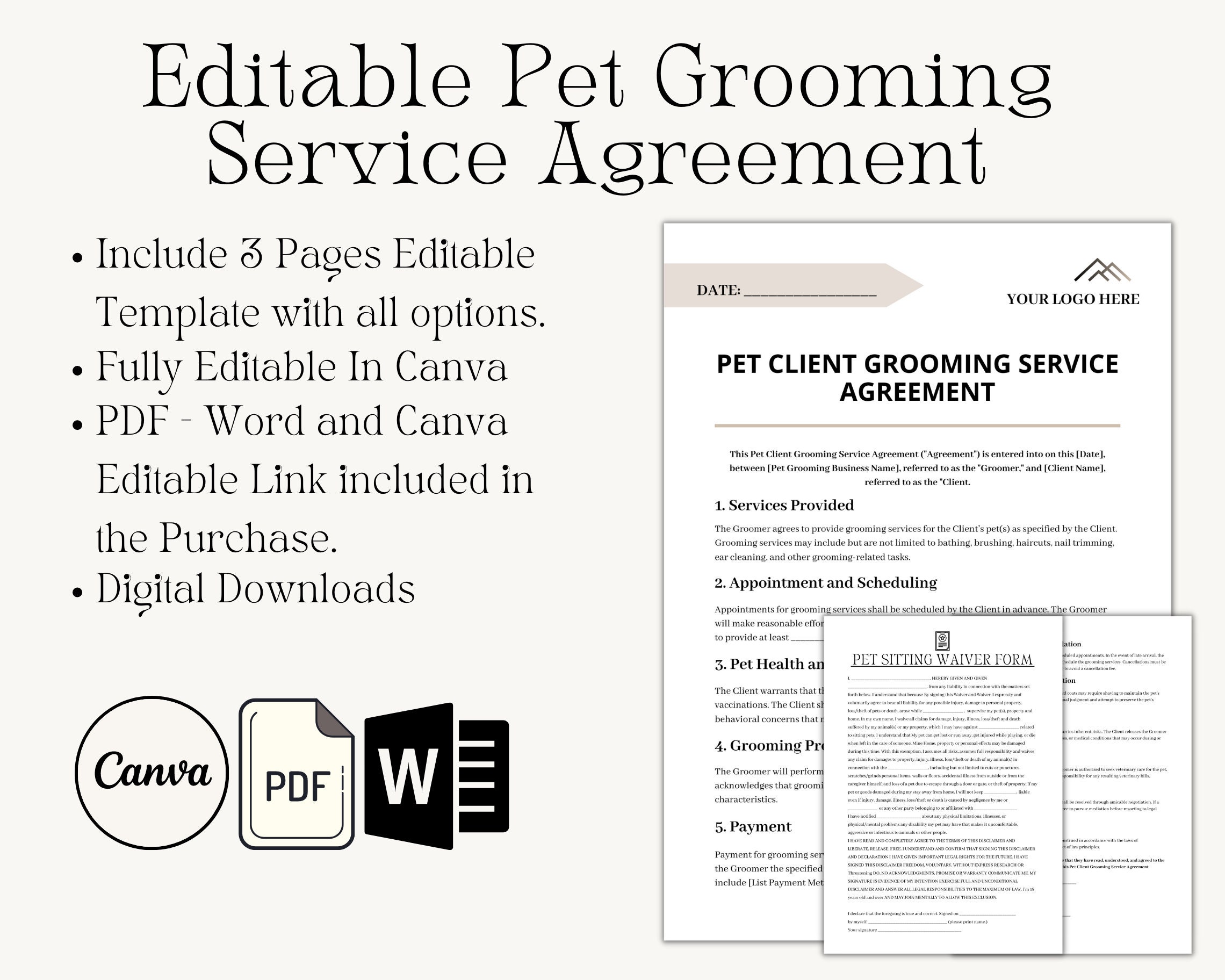 Editable Puppy Sales Contract Pritable BUNDLE, Puppy Deposit Contract ...