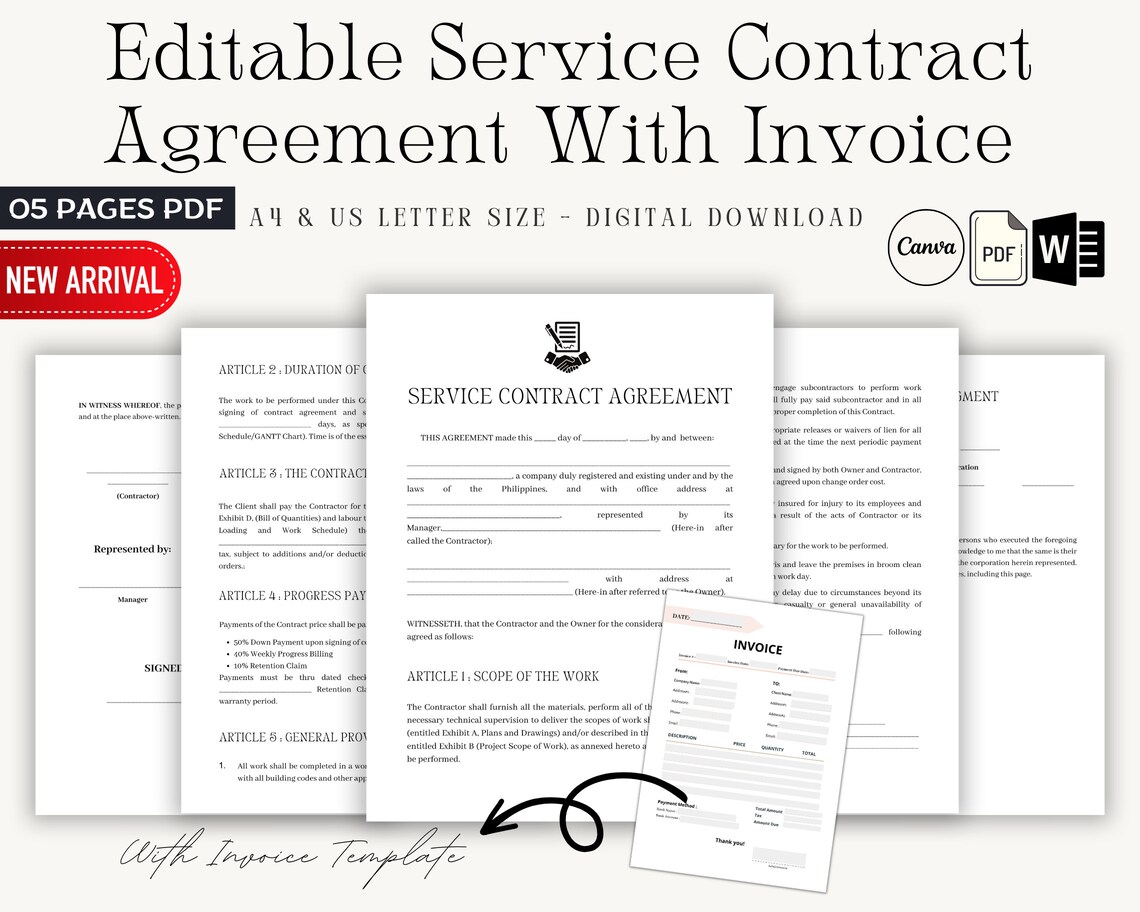 Services Contract Agreement Template, Service Contract Template, Scope ...