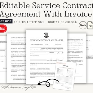 Services Contract Agreement Template, Service Contract Template, Scope ...