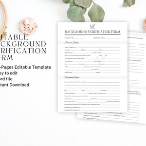 Editable Background Verification Form, Background Check Authorization ...