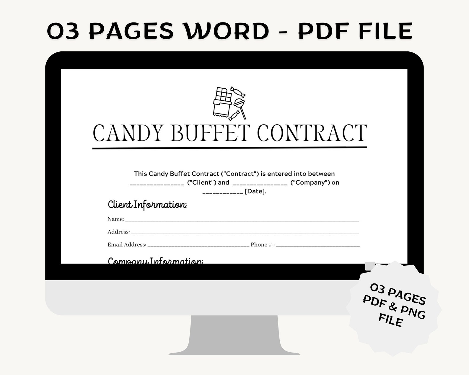 Editable Candy Buffet Contract Template, Dessert Table Service ...