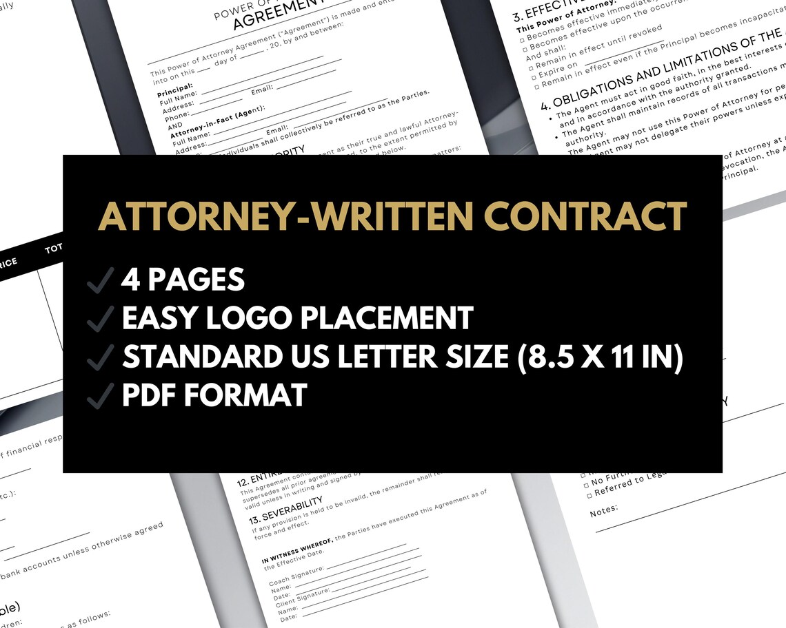 Editable Power of Attorney Template With Invoice Digital Downloads, POA ...