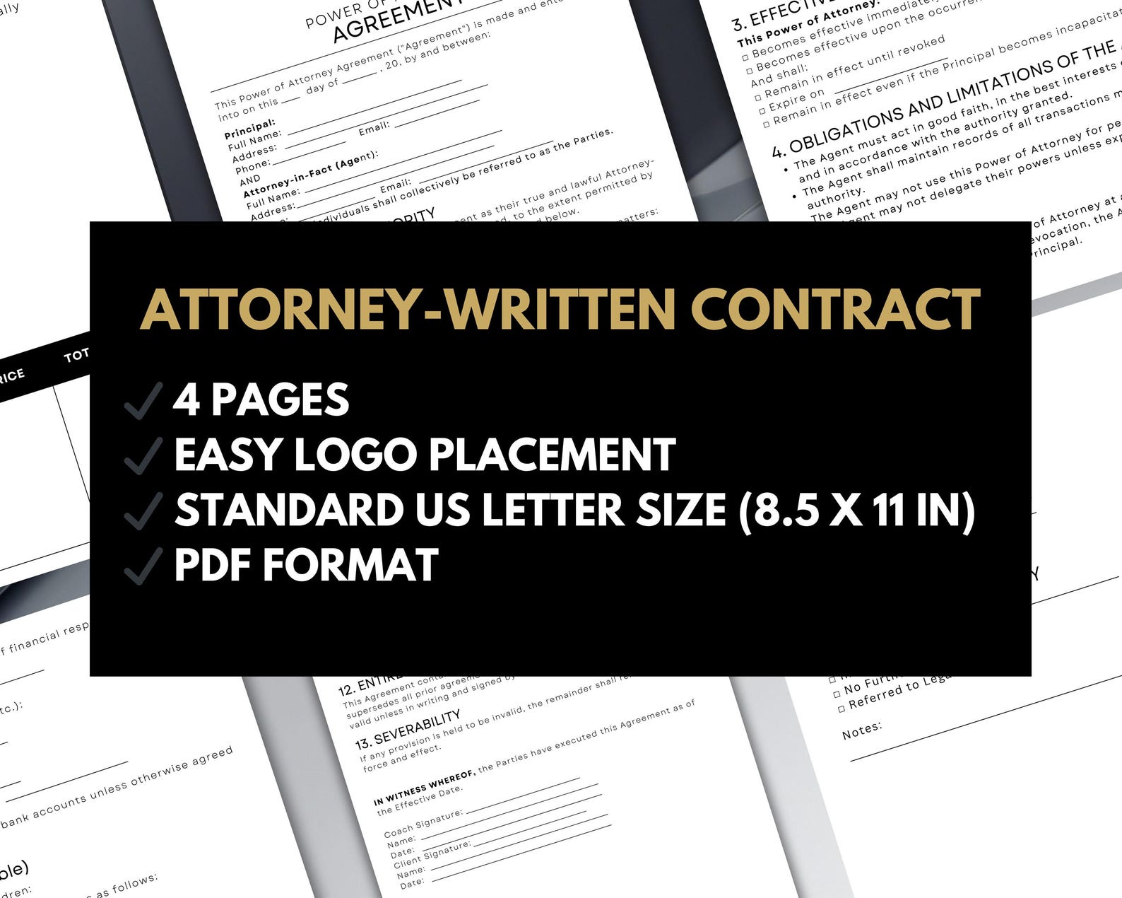 Editable Power of Attorney Template, Invoice, Contract (canva, Word Doc ...