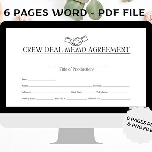 Editable Crew Deal Memo Contract Agreement Template, Editable Contract ...