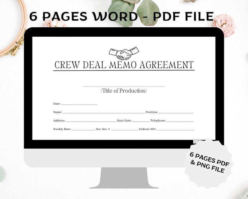 Editable Crew Deal Memo Contract Agreement Template, Editable Contract ...