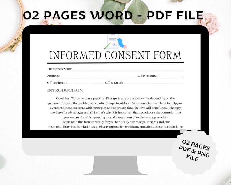 Editable General Informed Consent Form, Client Intake Form, Consent ...