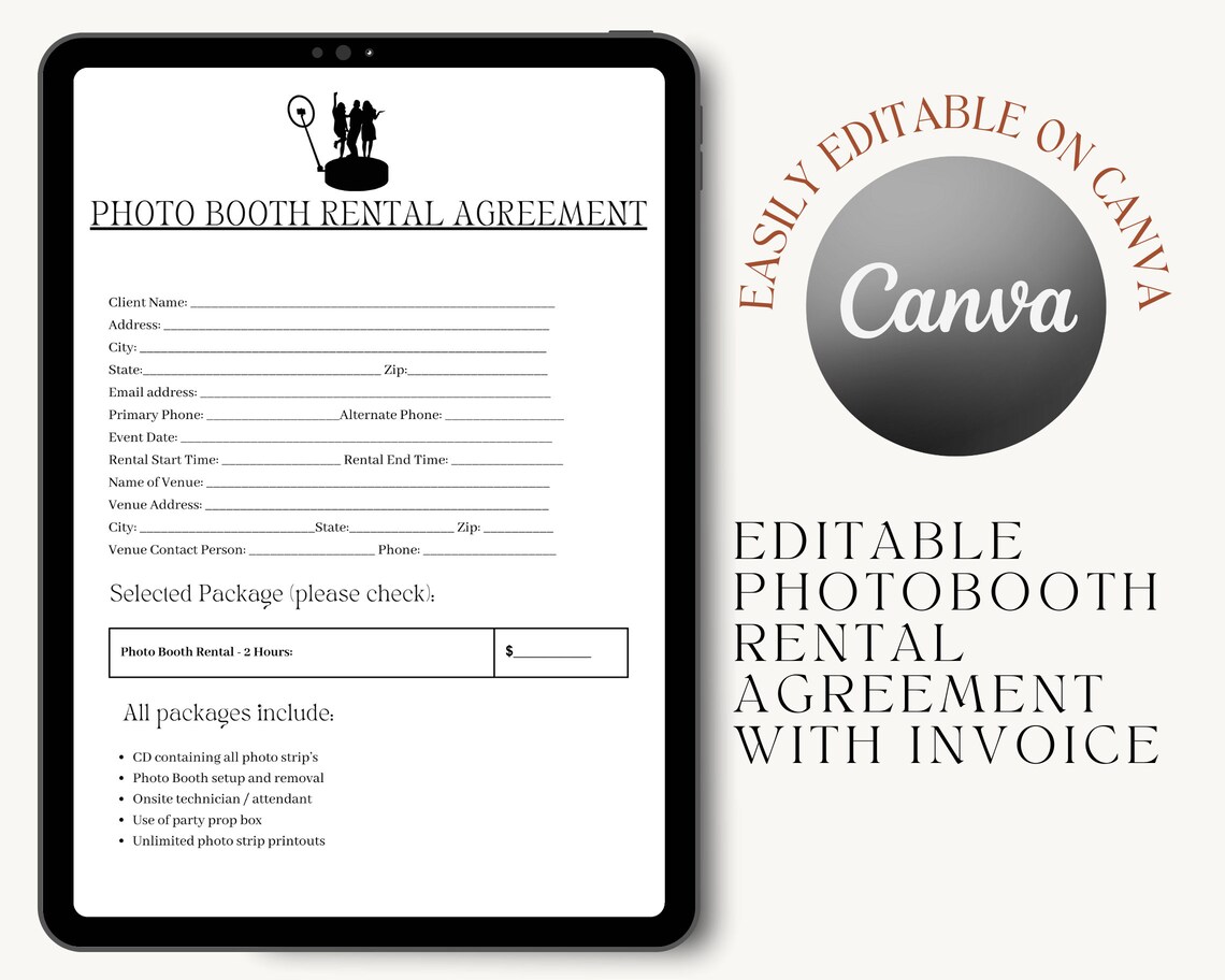 Editable Photo Booth Rental Agreement Template Photo Booth Contract ...