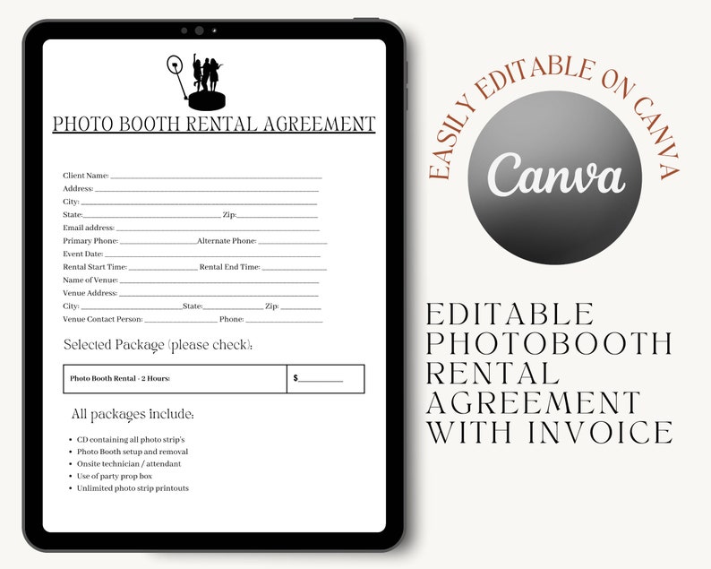 Editable Photo Booth Rental Agreement Template Photo Booth Contract ...