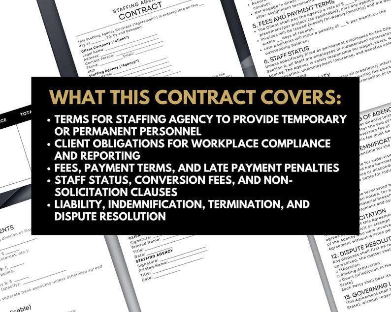 Staffing Agency Agreement, Attorney-written, 9 Pages (canva Editable ...