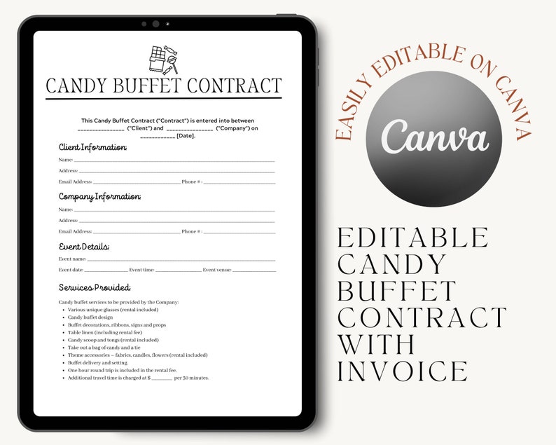 Editable Candy Buffet Contract Template, Dessert Table Service ...