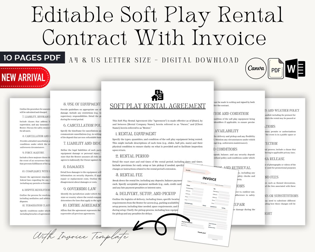 Editable Soft Play Rental Contract Agreement Template, Soft Play ...