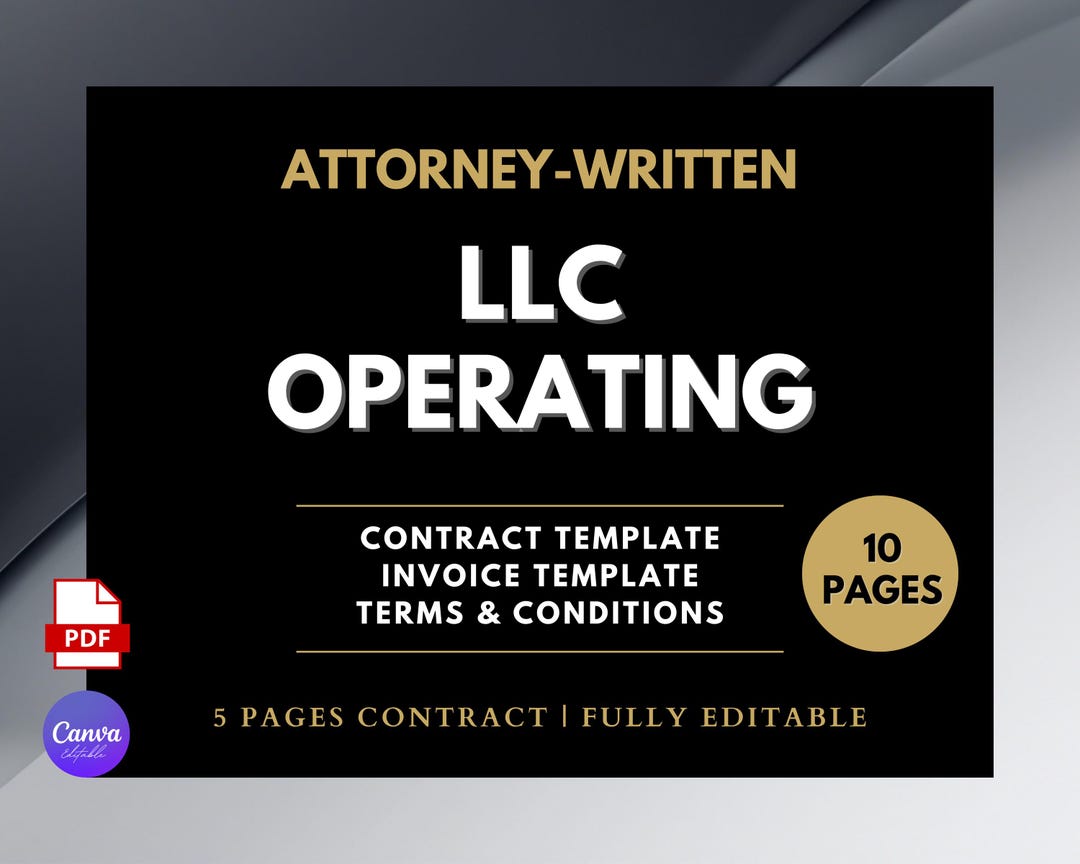 LLC Operating Agreement Template,attorney-written, 10 Pages (canva ...