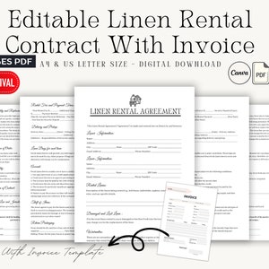 Linen Rental Contract Agreement, Editable Template, Lease Agreement ...