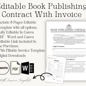 Editable Book Publishing Contract Template, Book Publishing Agreement Form, Author-publisher ...