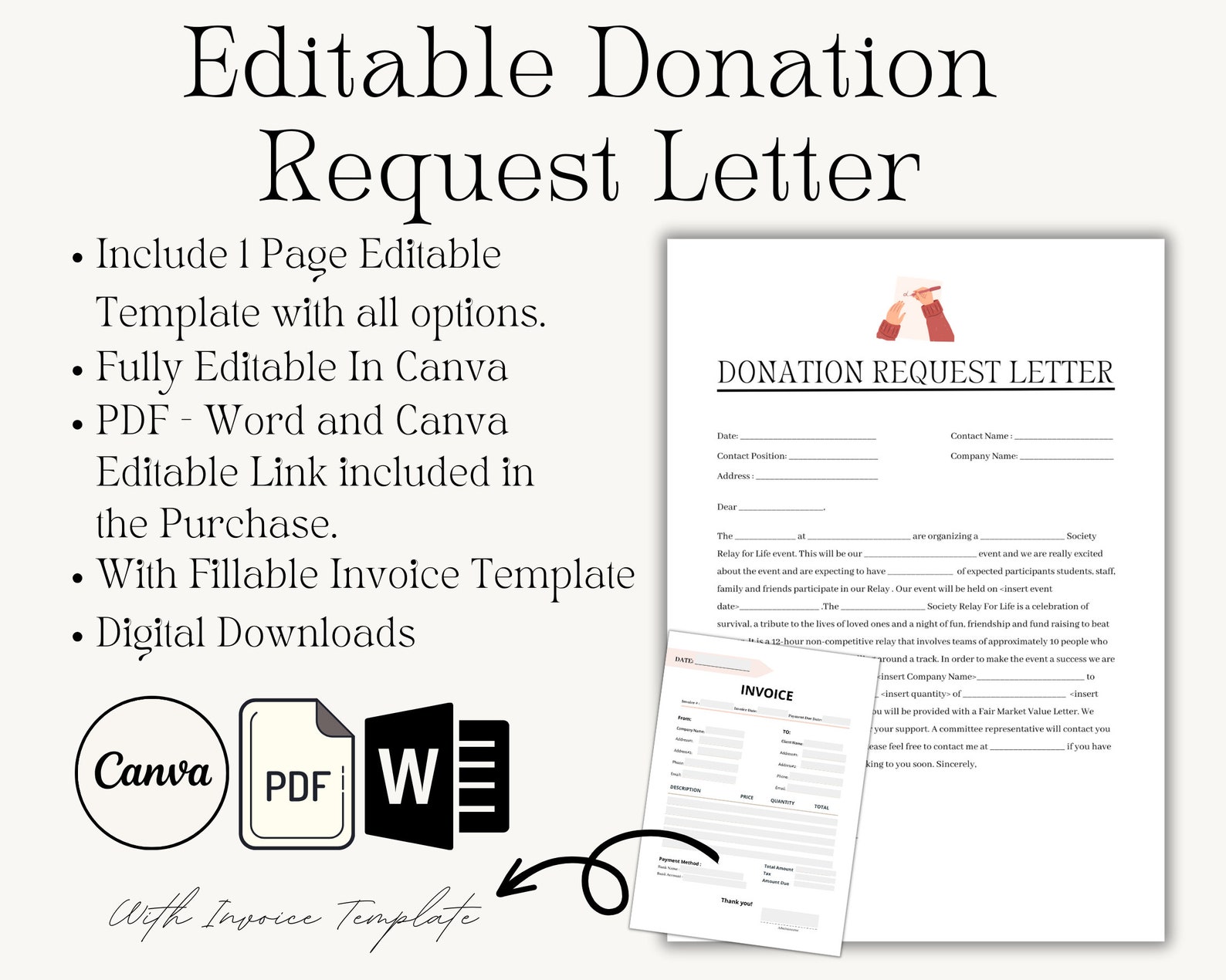 Professional Donation Request Letter Template. Google Docs/microsoft ...