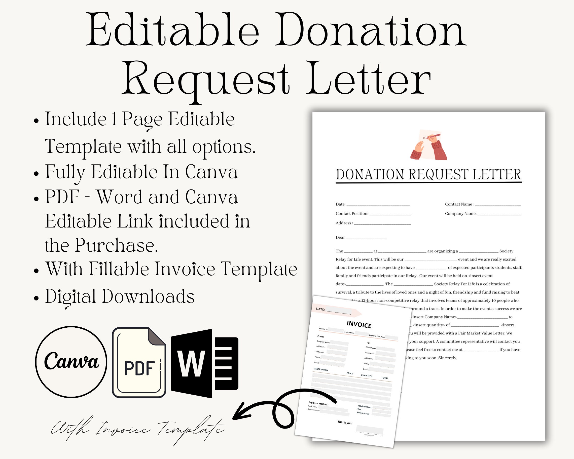 Professional Donation Request Letter Template. Google Docs/microsoft ...
