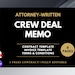Editable Crew Deal Memo Contract Agreement Template, Attorney-written ...