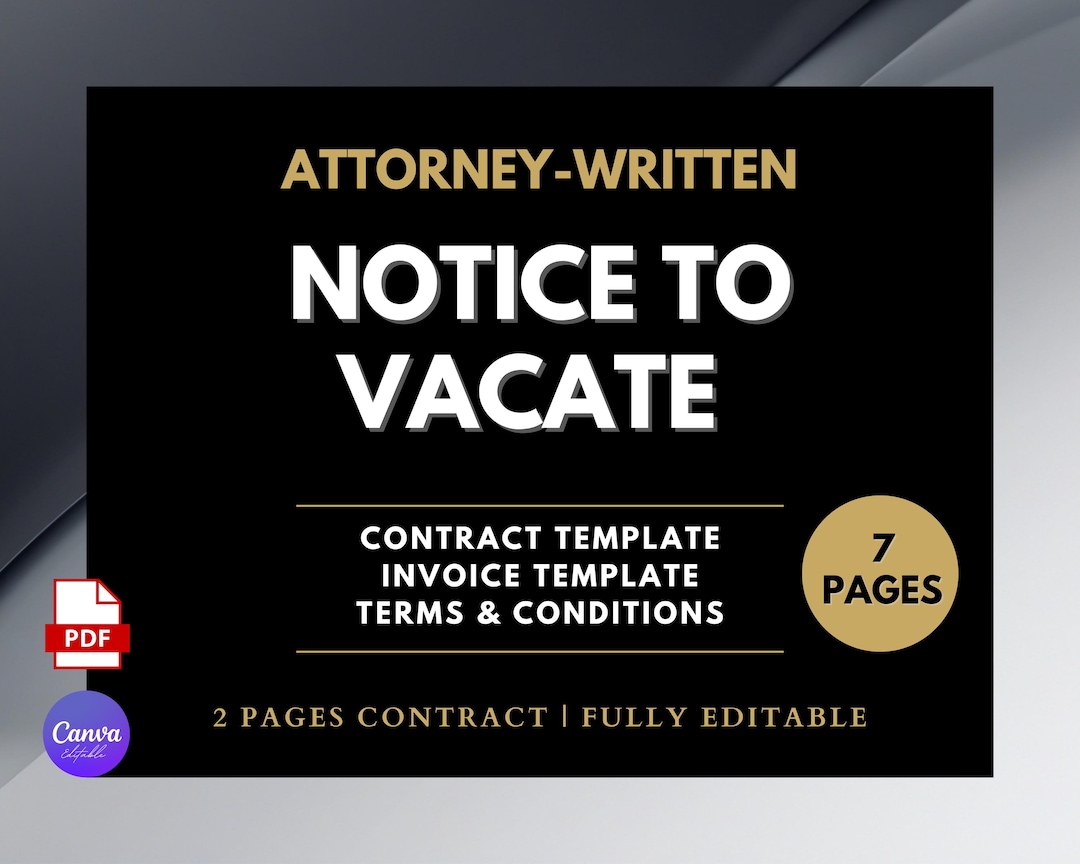 Editable Notice to Vacate Template, Attorney Written (canva, Digital ...