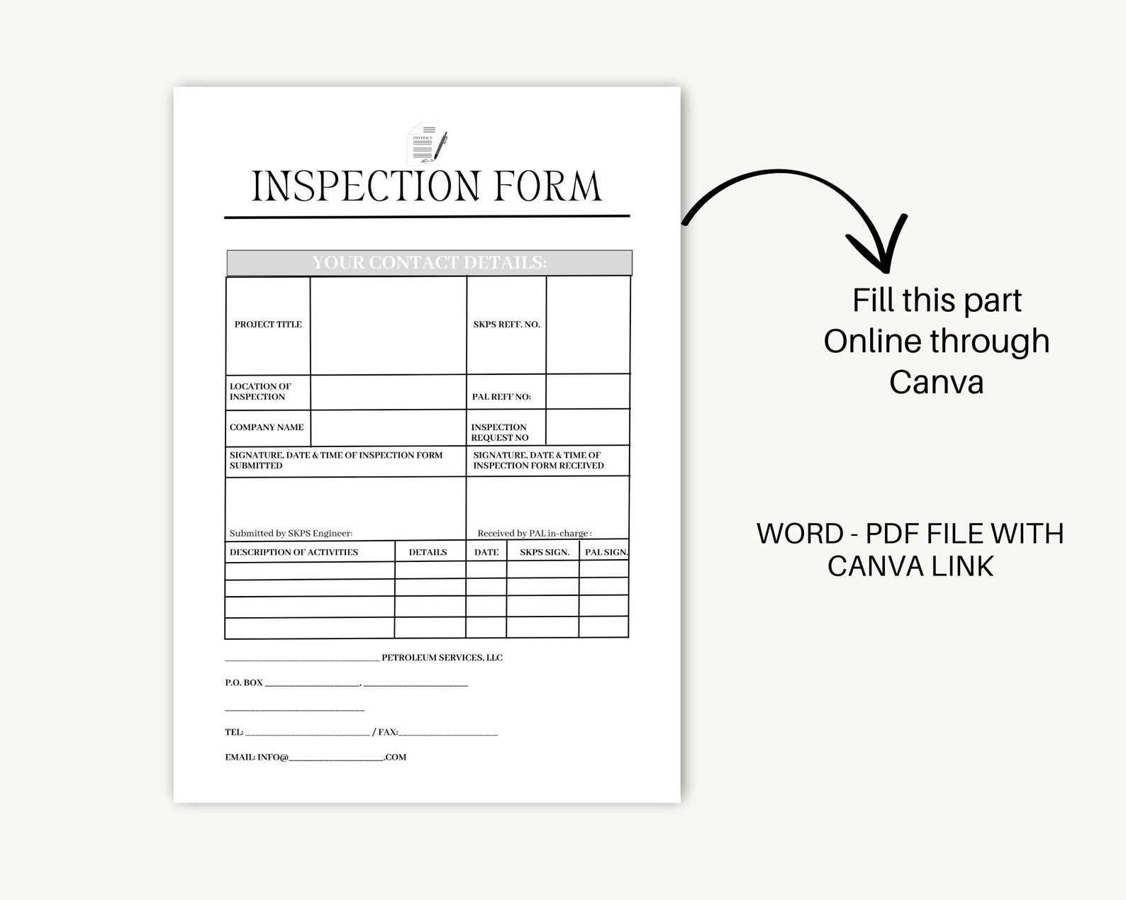 Editable General Inspection Form With Invoice Template, Inspection ...