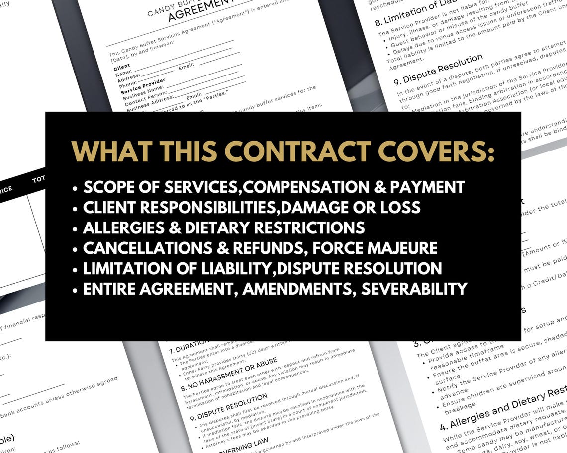 Editable Candy Buffet Contract Template, Dessert Table Service ...