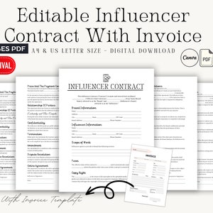 Editable and Printable Social Media Influencer Contract Template ...