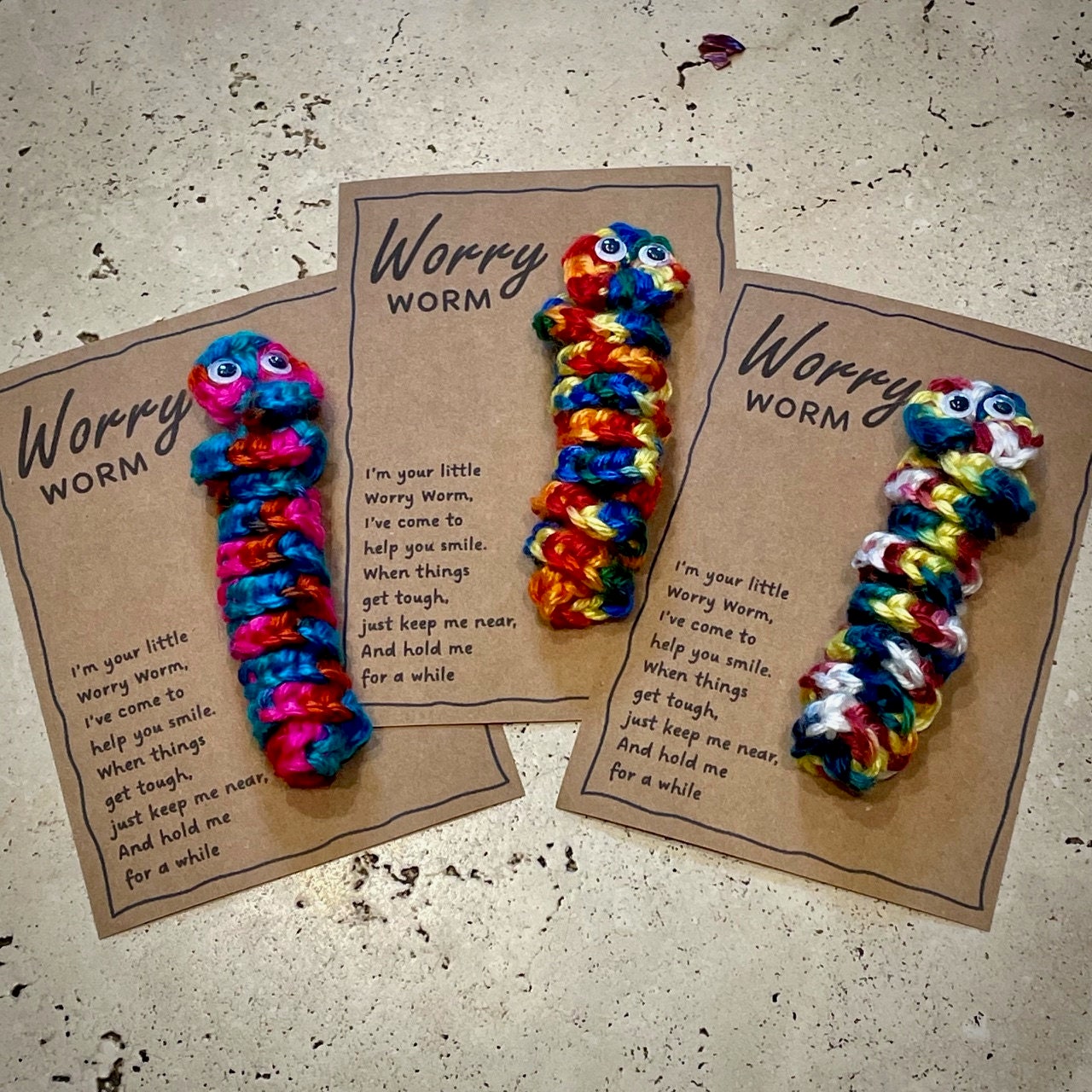 Worry Worm, Handmade Crochet, Pocket Worm, Pocket Hug - Etsy UK