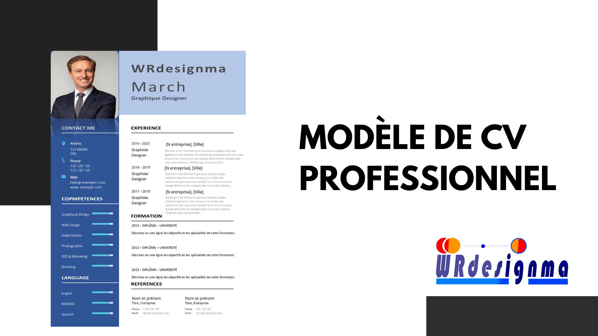 French CV, Word CV Template, Google Docs, Pdf Docs, Modern C, Cover ...