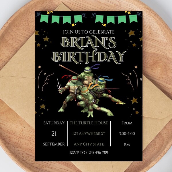 Ninja Turtle Invite - Etsy