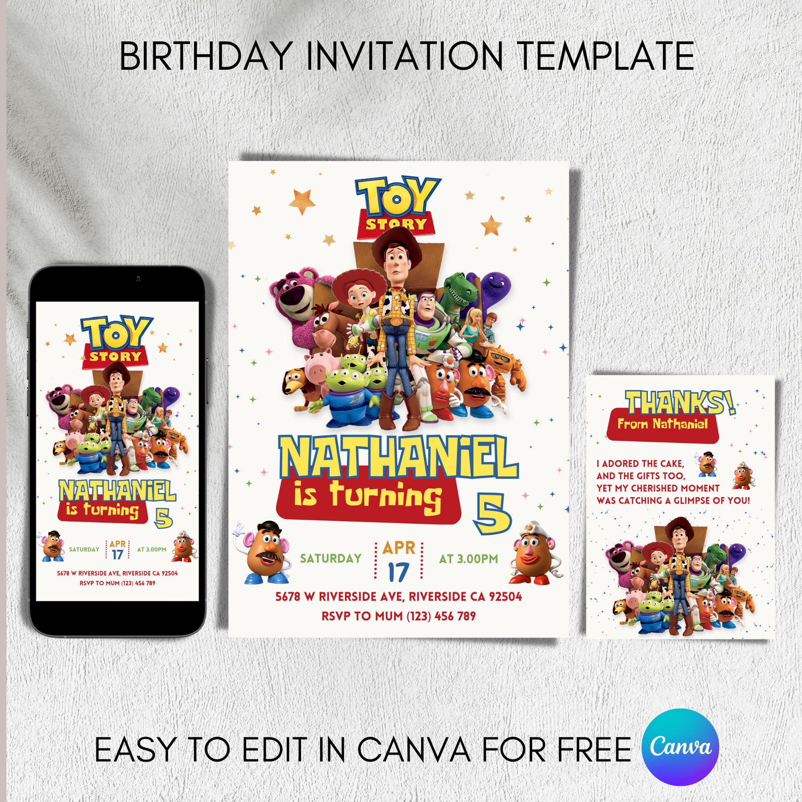 Toy Story Birthday Invitation Template Buzz Lightyear Woody Theme ...