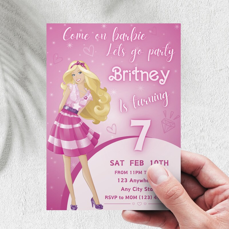 Barbie Invitation - Etsy