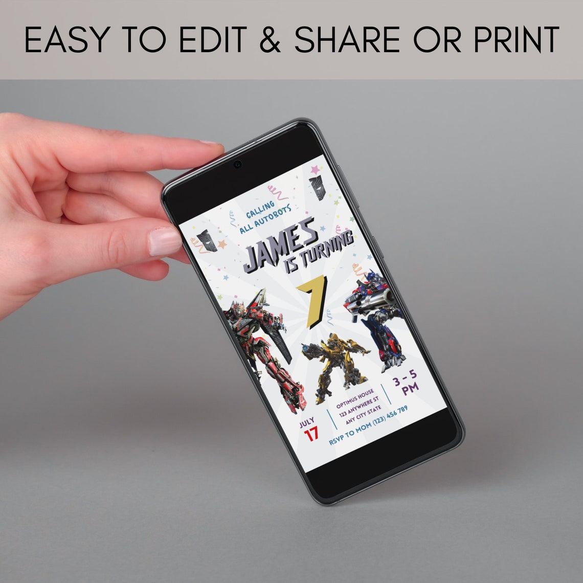 Transformers Rescue Bots Birthday Invitation Template Digital Kids ...