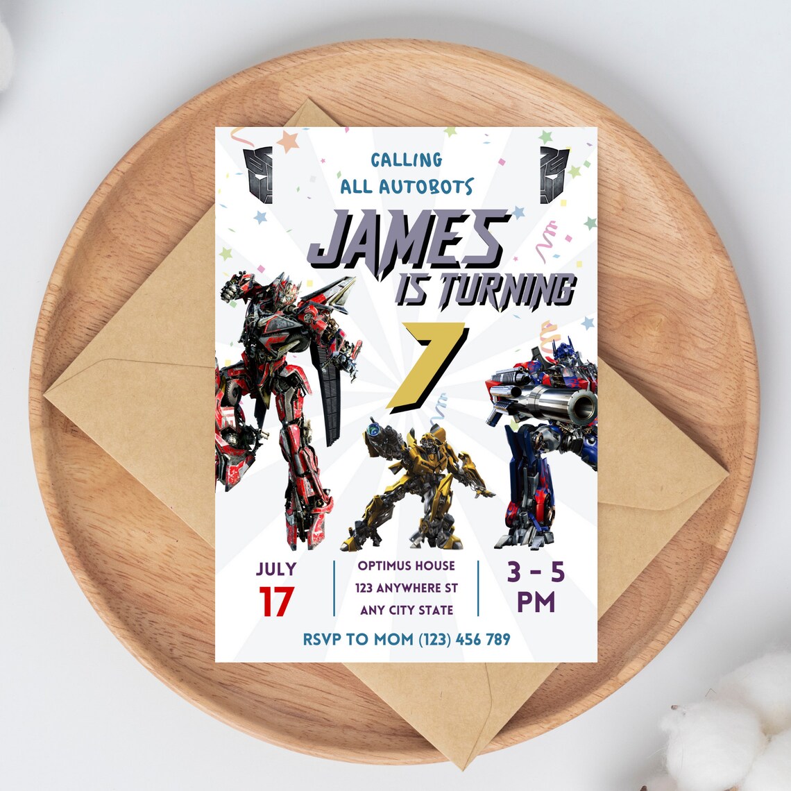 Transformers Rescue Bots Birthday Invitation Template Digital Kids ...